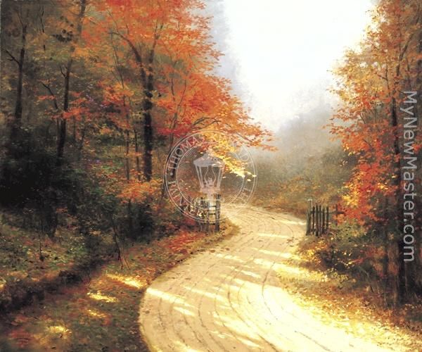 Thomas Kinkade Autumn Lane Painting