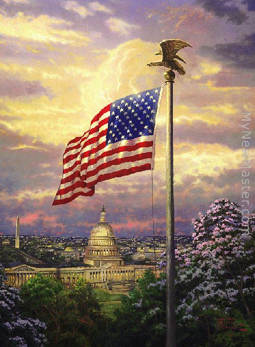 Thomas Kinkade The Light of Freedom Painting