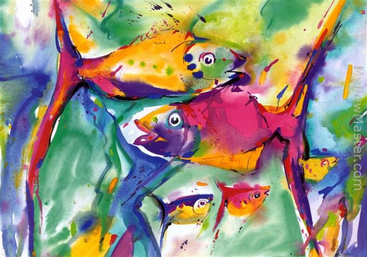 Alfred Gockel Colorful Fish Painting