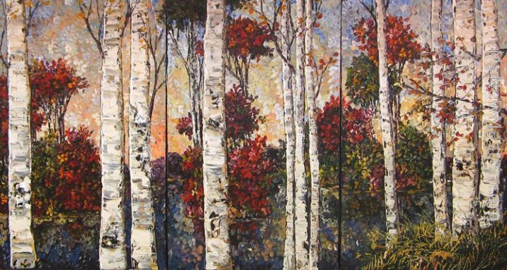 MAYA EVENTOV At the Lake - triptych Painting