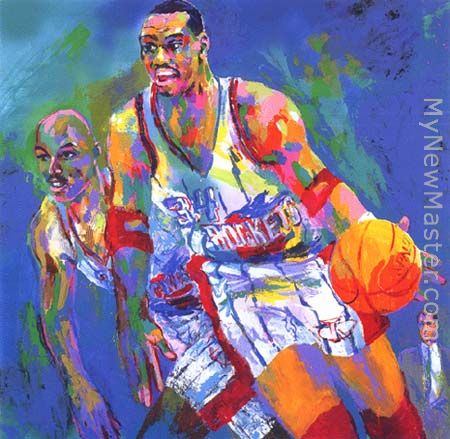 leroy neiman Hakeem Olajuwon Painting