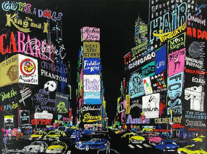 leroy neiman Lights of Broadway Painting