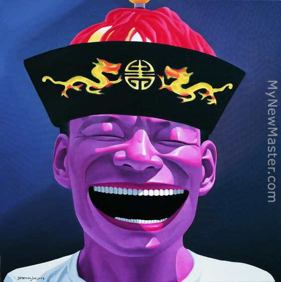 yue minjun hat series 6 Painting